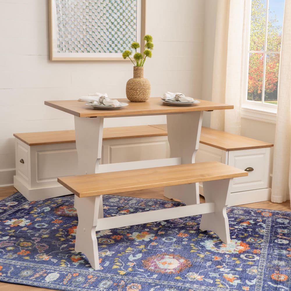 Linon Home Decor Jake Nook White and Honey 3-Piece Dining Wood top ...