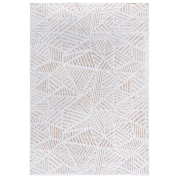 SAFAVIEH Maya Ivory/Beige 4 ft. x 6 ft. Geometric Triangle Area Rug ...