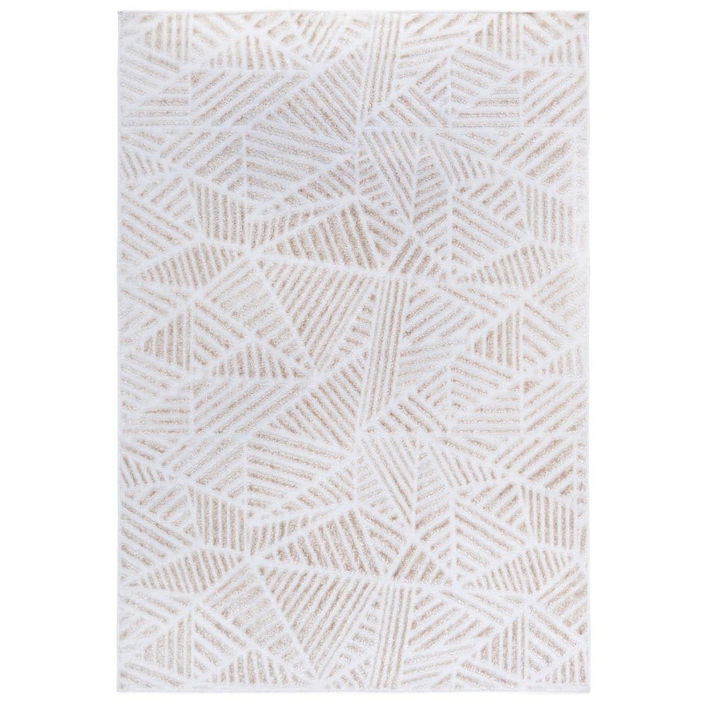 SAFAVIEH Maya Ivory/Beige 9 ft. x 12 ft. Geometric Triangle Area Rug ...