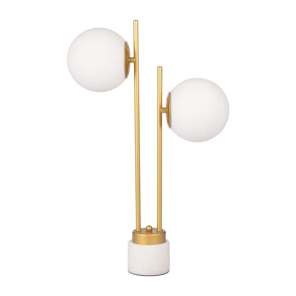 Liv & Skye 23 in. Gold Double Diffuser Table Lamp with White Glass ...