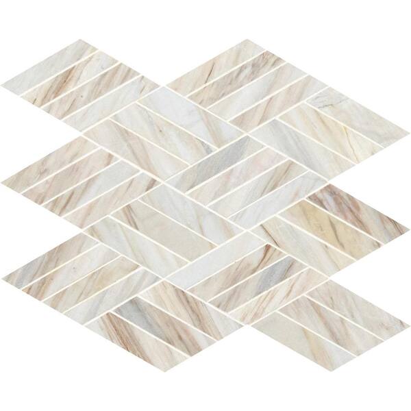 MSI Angora Rhombus 11 in. x 13 in. Polisehd Marble Floor and Wall Tile ...