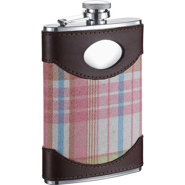 Visol Hannah Leather and Pink Plaid Liquor Flask VF1276 - The Home Depot