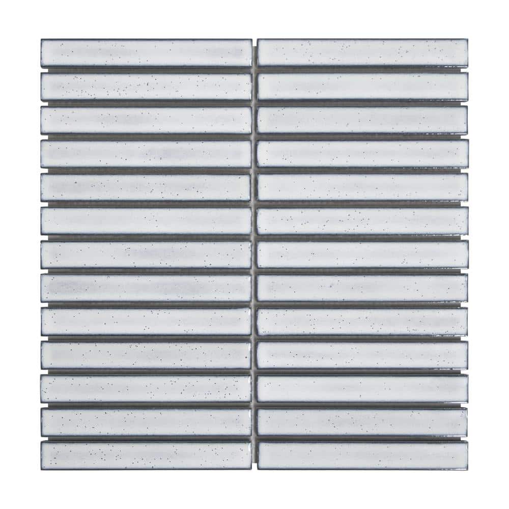 sunwings Stacked White 12 in. x 12 in. Glossy Porcelain Floor and Wall ...