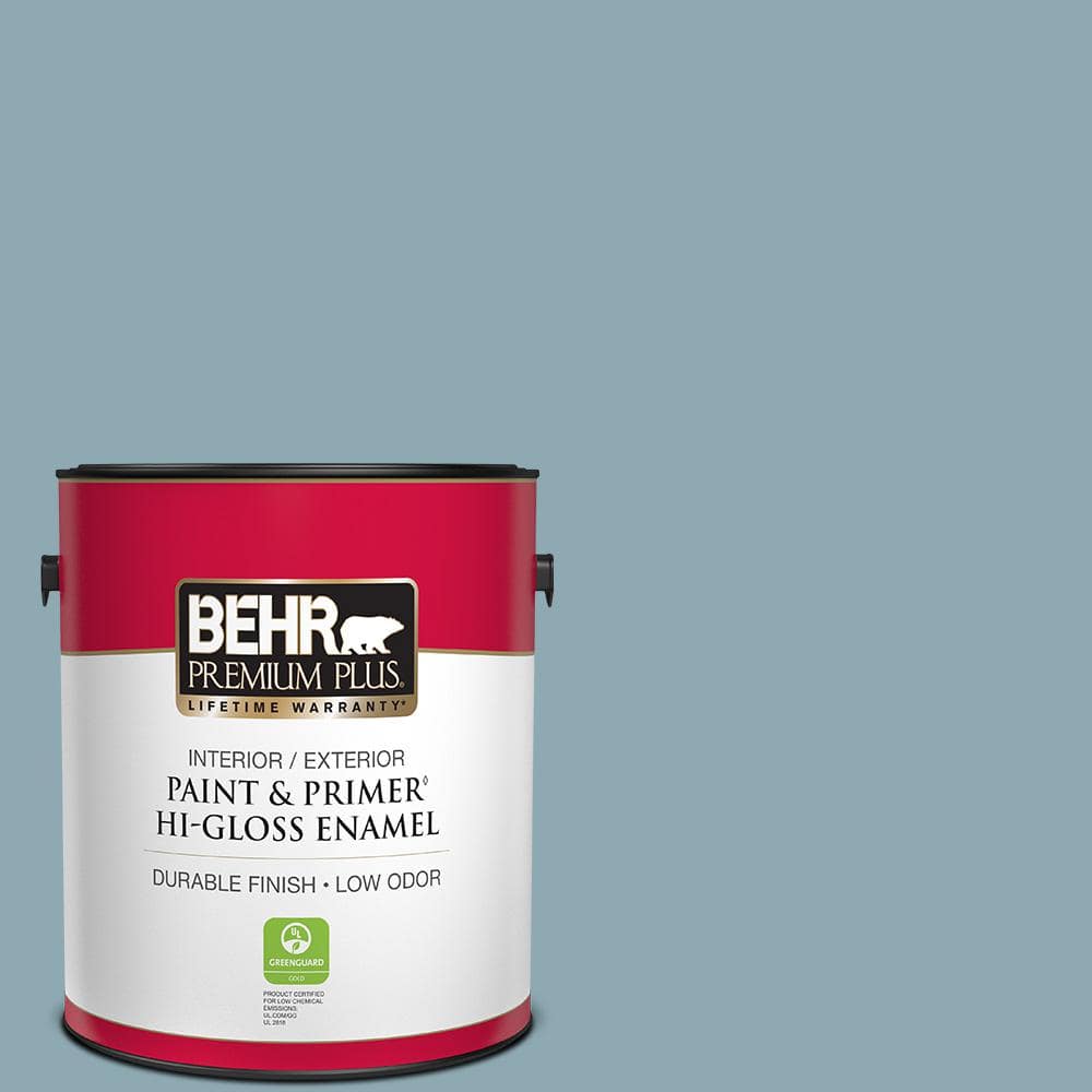 BEHR PREMIUM PLUS 1 gal. #530F-4 Newport Blue Hi-Gloss Enamel Interior ...
