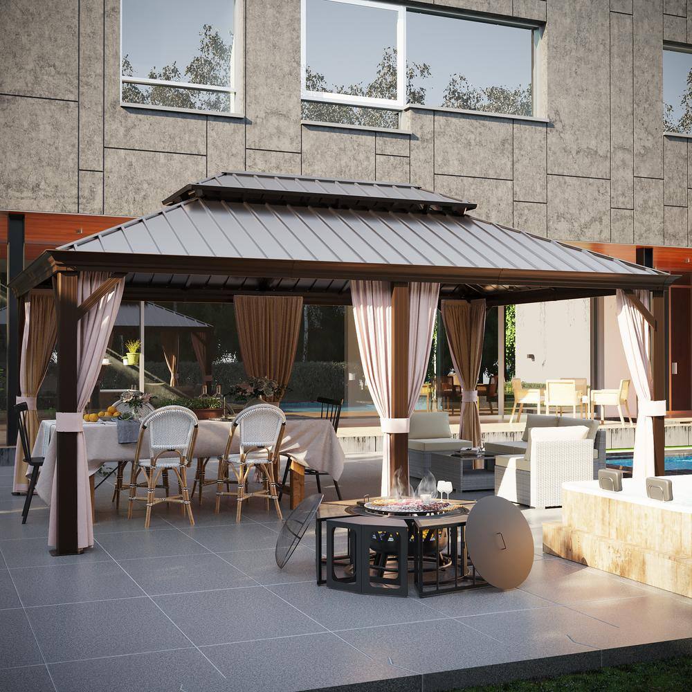 JOYSIDE 12 ft. x 18 ft. Aluminum Outdoor Gazebo Double Galvanized Steel ...