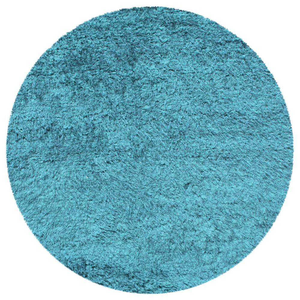 SUPERIOR Shag Cyan 6 ft. 6 in. Round Elegant Soft Plush Area Rug 6.5RUG ...