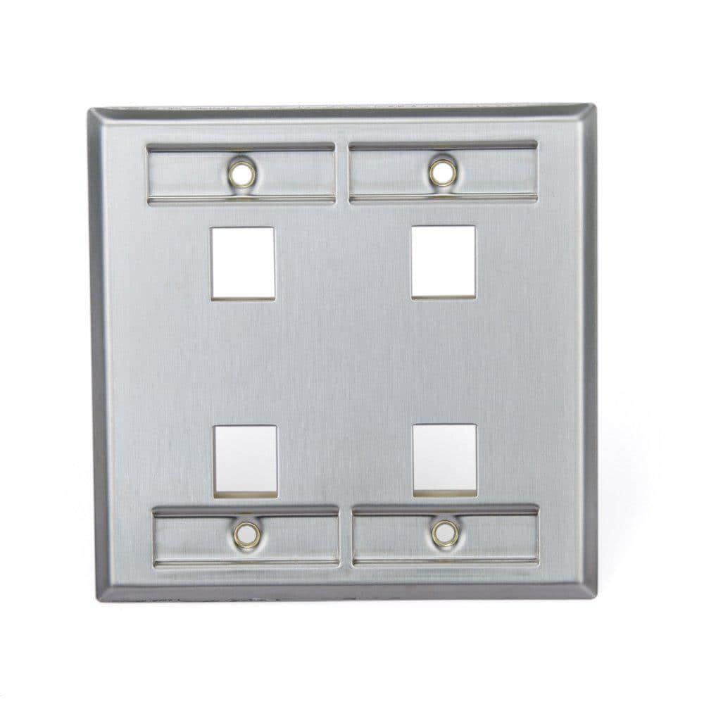 Leviton Stainless Look 2-Gang Audio/Video Wall Plate (1-Pack) 43080-2L4 ...