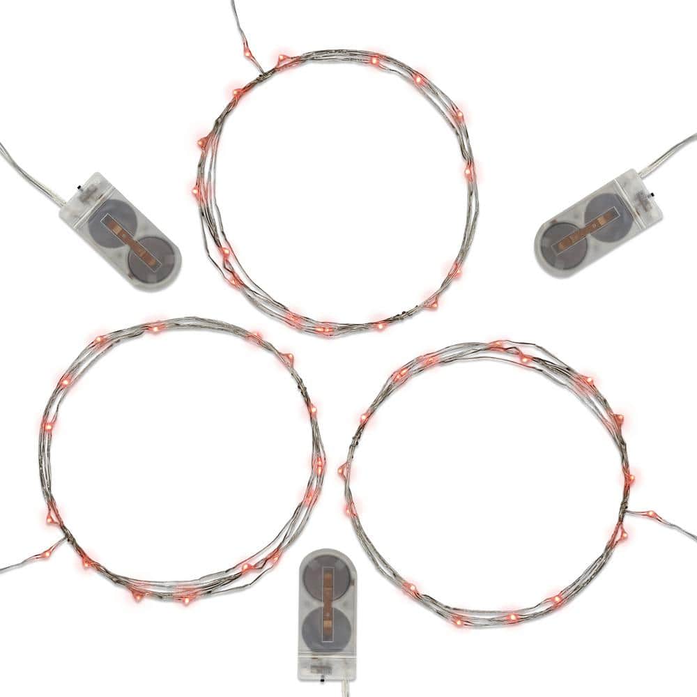LUMABASE Red Battery Operated Waterproof Mini String Lights (3-Count ...