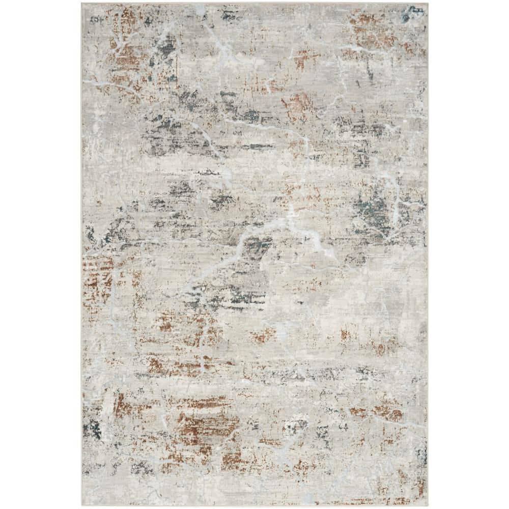Nourison Glam Grey Multicolor 5 ft. x 7 ft. Abstract Contemporary Area ...