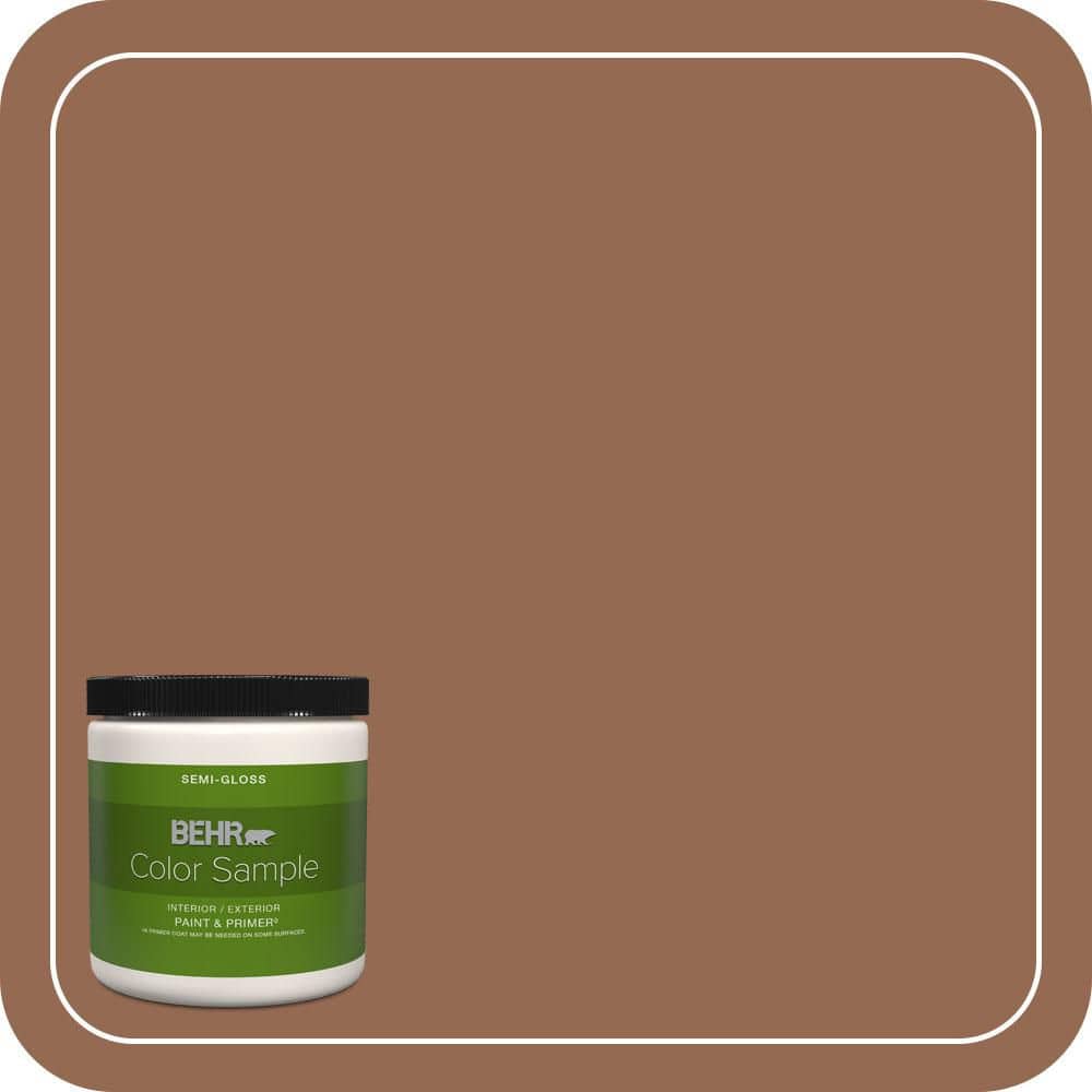 BEHR PREMIUM PLUS 8 oz. #240F-6 Sable Brown Semi-Gloss Interior ...