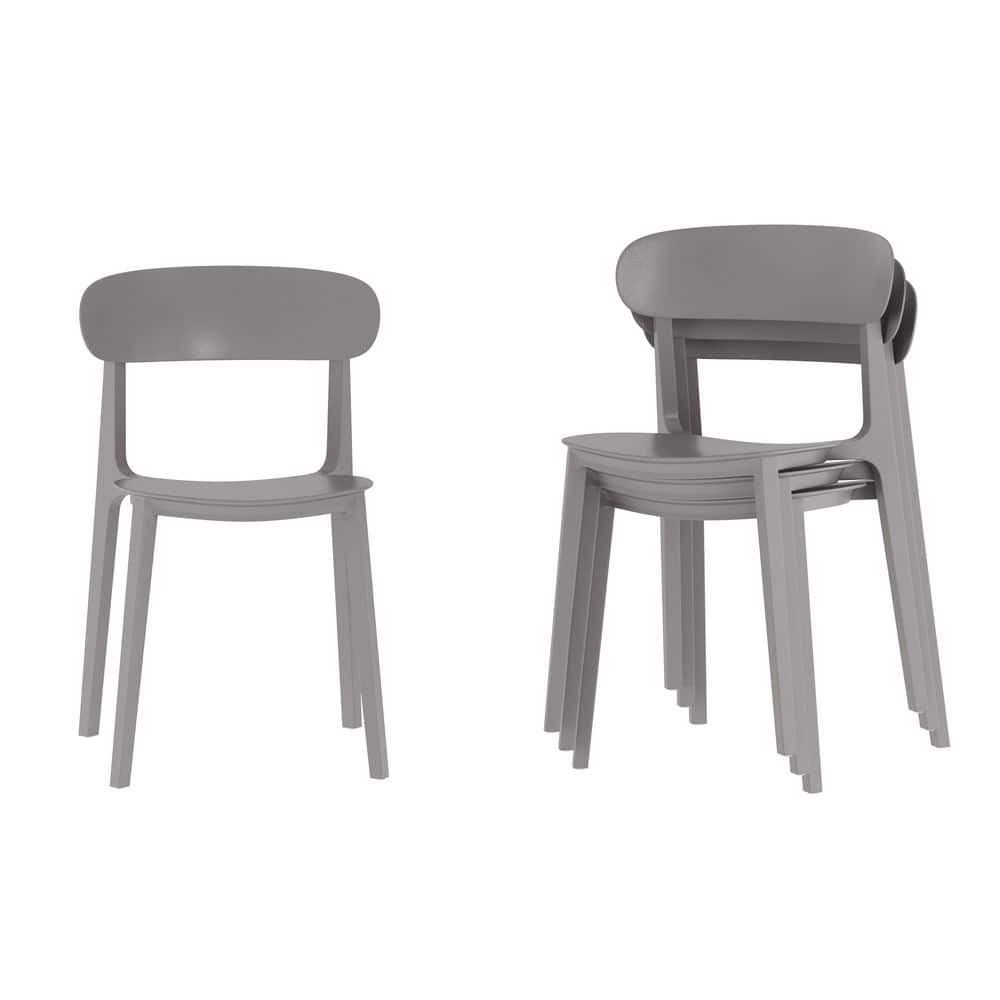 Carnegy Avenue Dover Gray with Curved Backrests Plastic Indoor-Outdoor ...