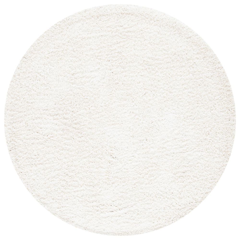 SAFAVIEH August Shag Ivory 4 ft. x 4 ft. Solid Round Area Rug AUG200C ...