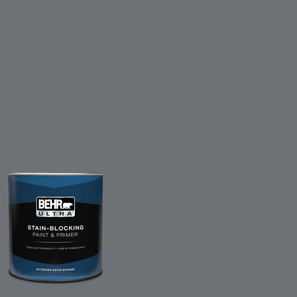 BEHR ULTRA 1 qt. #MQ5-28 Dawn Gray Satin Enamel Exterior Paint & Primer ...