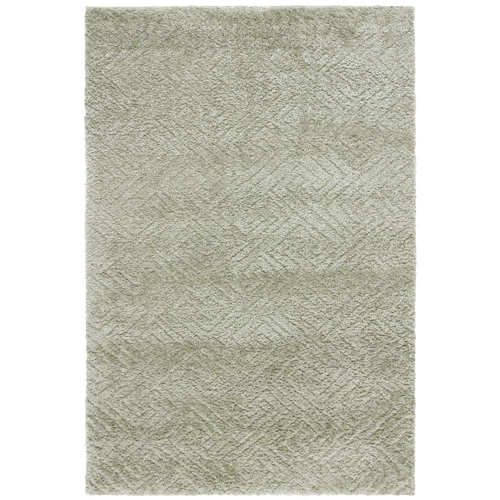 SAFAVIEH Tahoe Shag 4 ft. x 6 ft. Sage Solid Geometric Area Rug THO652W ...