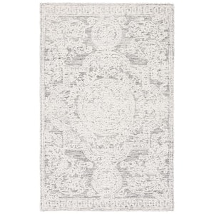 SAFAVIEH Abstract Ivory/Charcoal 8 ft. x 10 ft. Modern Aztec Medallion ...