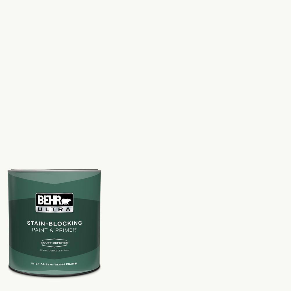 BEHR ULTRA 1 qt. #PR-W15 Ultra Pure White Extra Durable Semi-Gloss ...