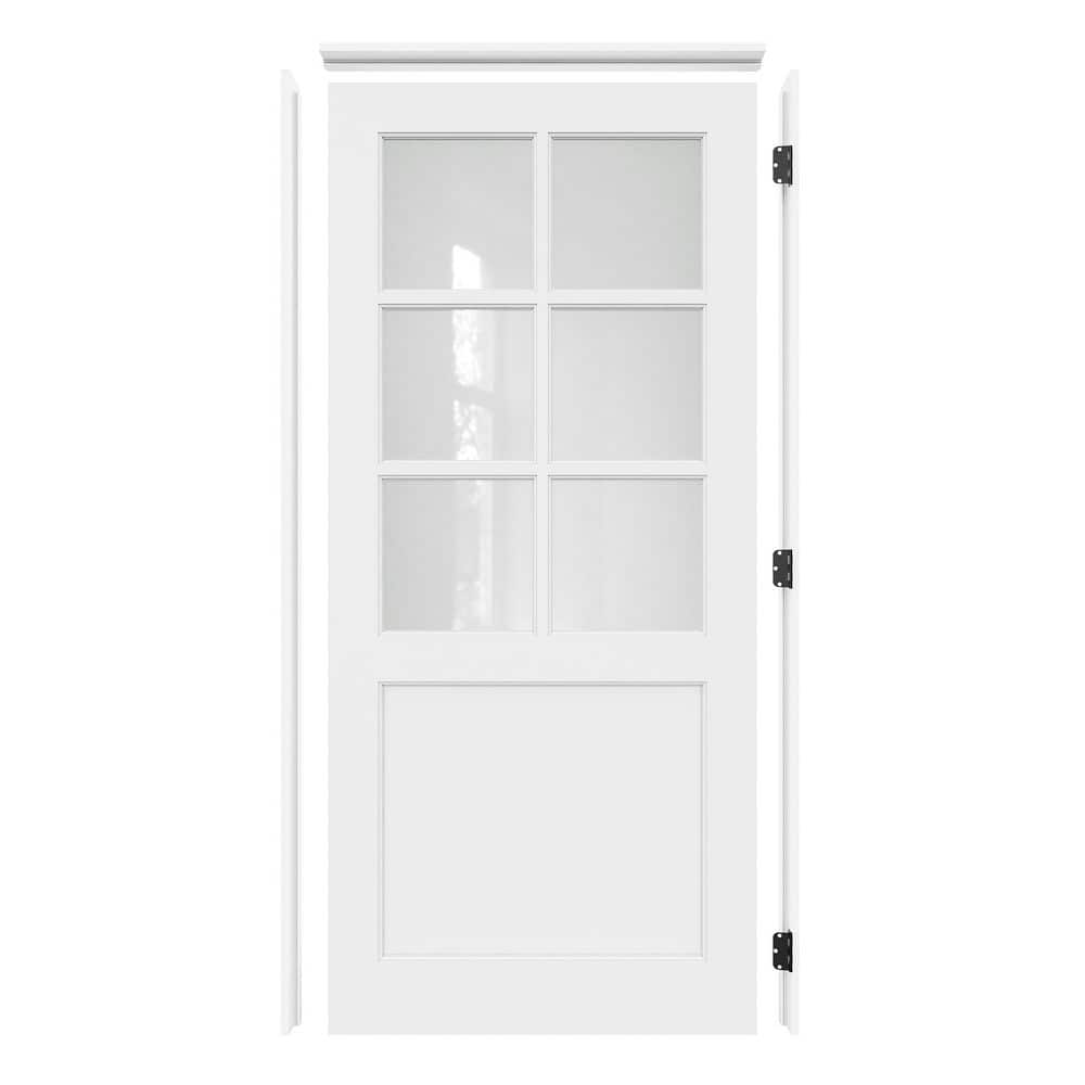 ARK DESIGN 36 in. x 80 in. 6-Lite Frosted Glass Left-Hand White Solid ...