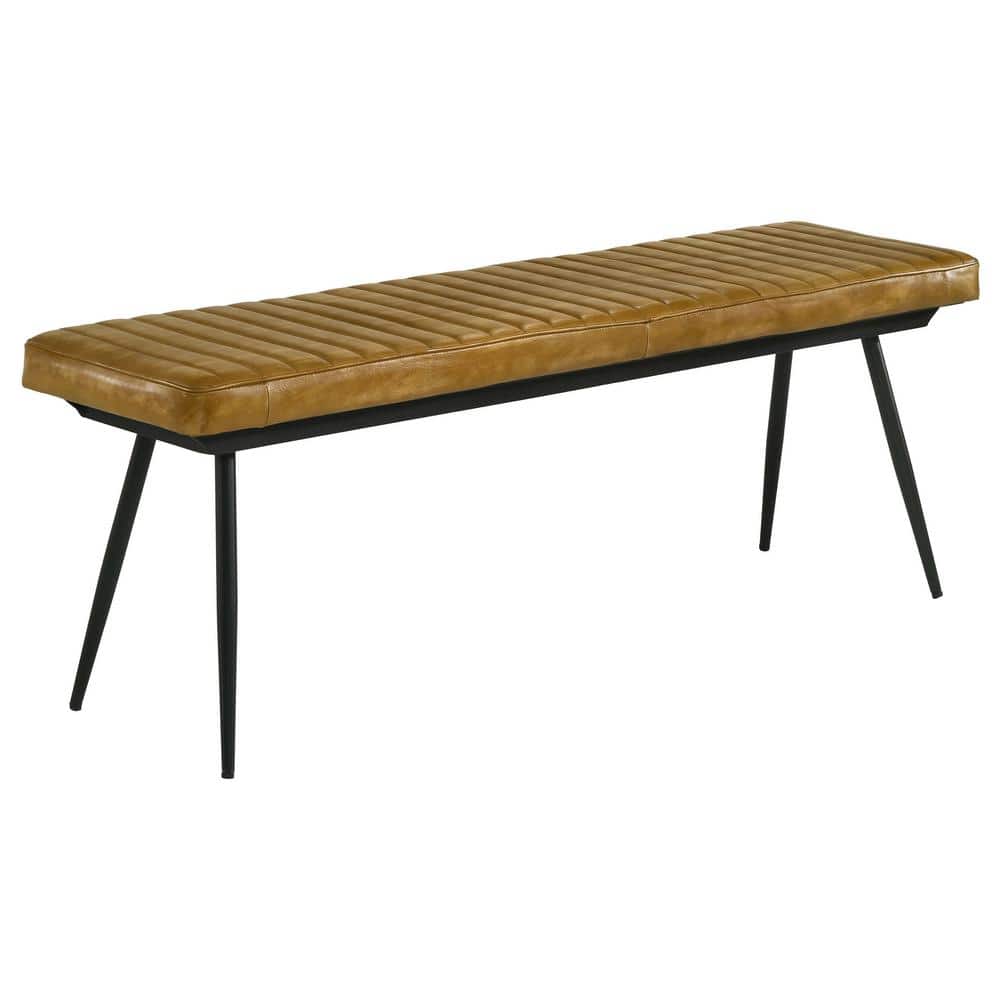 Coaster Misty Black and Camel Bench with Channel Tufted Seat 110643 ...