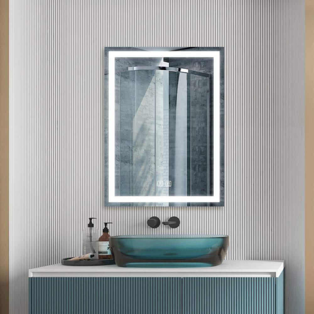 HOMLUX 24 in. W x 32 in. H Rectangular Frameless LED Light with 3 Color ...