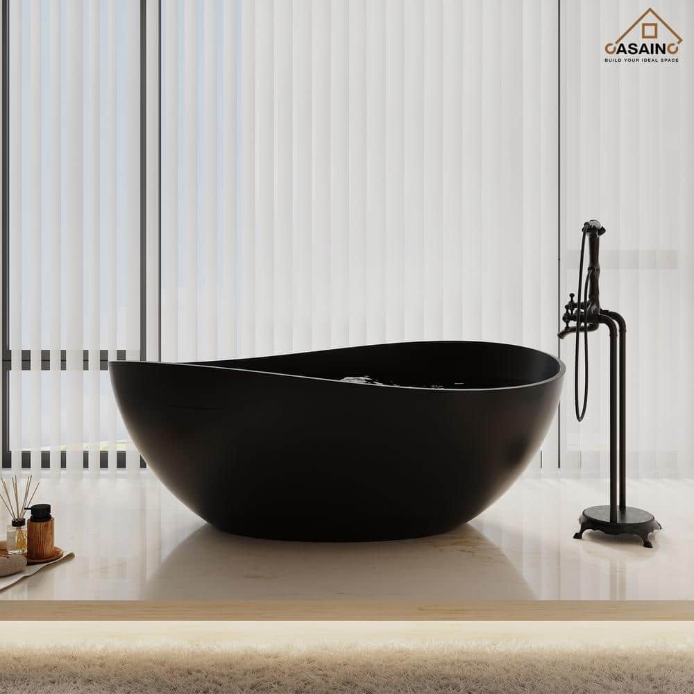 CASAINC 63 in. x 37 in. Soaking Bathtub in Matte Black CA-09-03063B ...