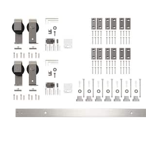 HOMACER 6 ft. /72 in. Brushed Nickel Double Bi-Fold Sliding Barn Door ...
