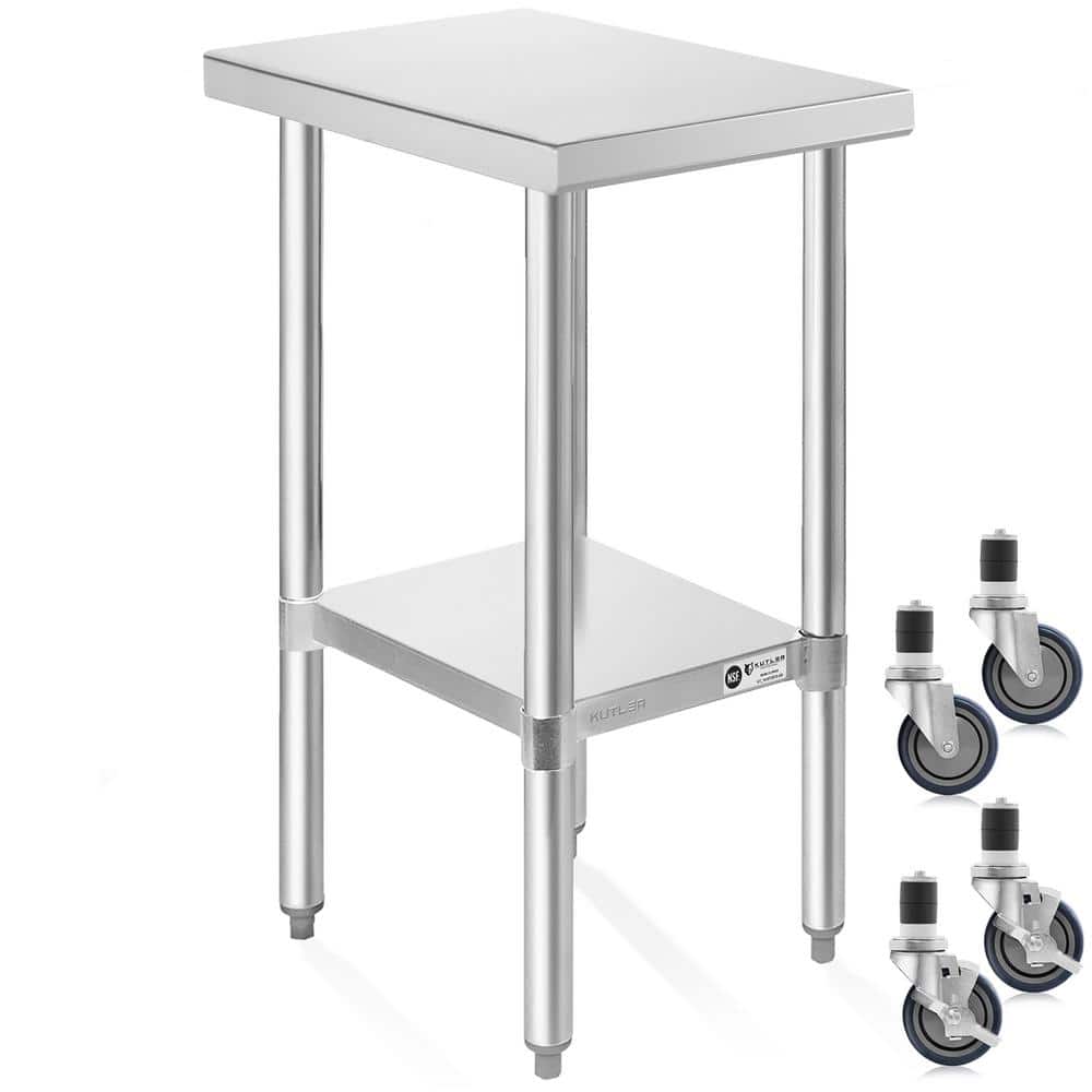 KUTLER 24 in. x 12 in. Stainless Steel Kitchen Prep Table with Bottom ...