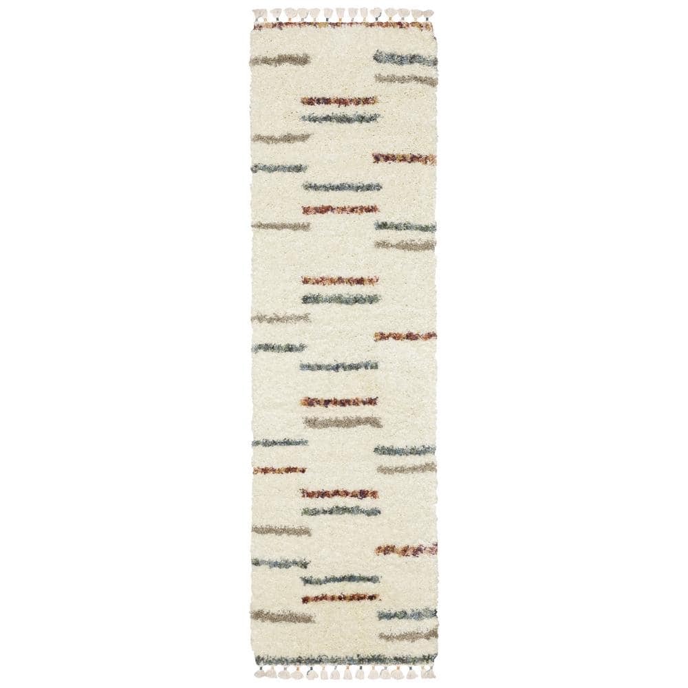 AVERLEY HOME Avalon Ivory/Multi-Colored 2 ft. x 8 ft. Staggered ...