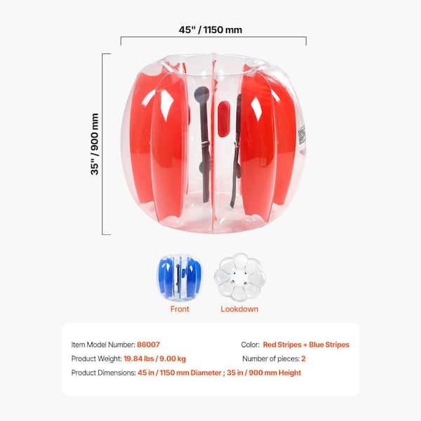 SKYSHALO Inflatable Bumper Balls 2-Pack, 4FT. Body Sumo Zorb Ball ...