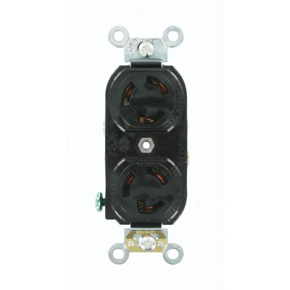 Leviton 15 Amp 277-Volt Duplex Grounding Locking Outlet, Black 4750 ...