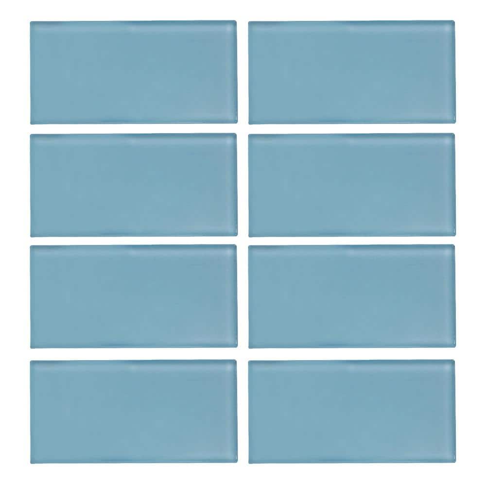 Jeffrey Court Caribbean Water Blue 3 in. x 6 in. Glossy Glass Wall Tile ...