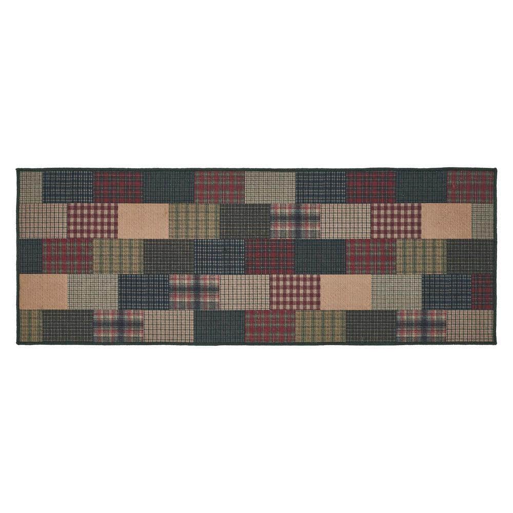 VHC BRANDS Tea Cabin 17 in. W x 48 in. L Multi Plaid Polyester Bathmat ...