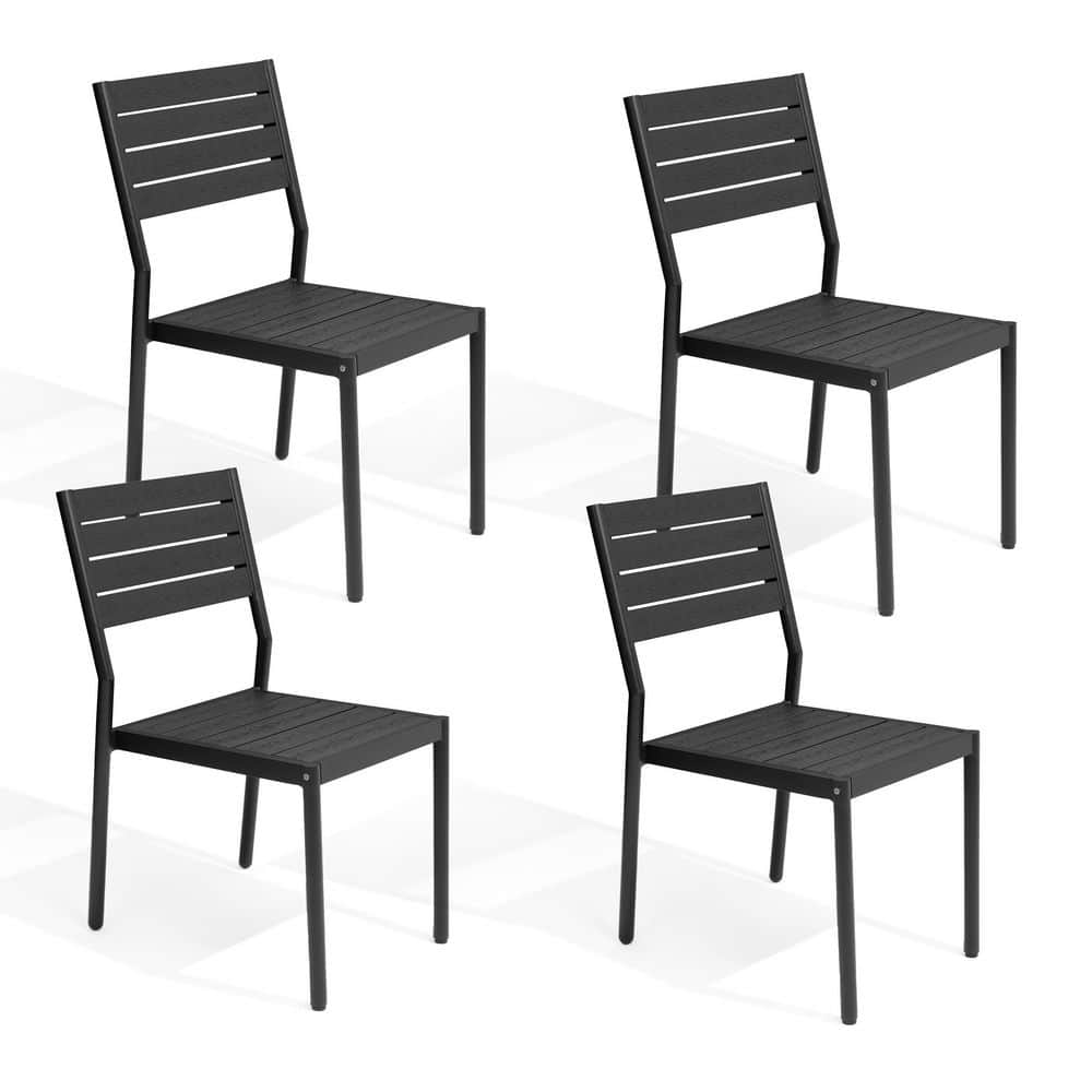 Pellebant Stackable Outdoor Dining Chairs Aluminum Armless Patio Dining ...
