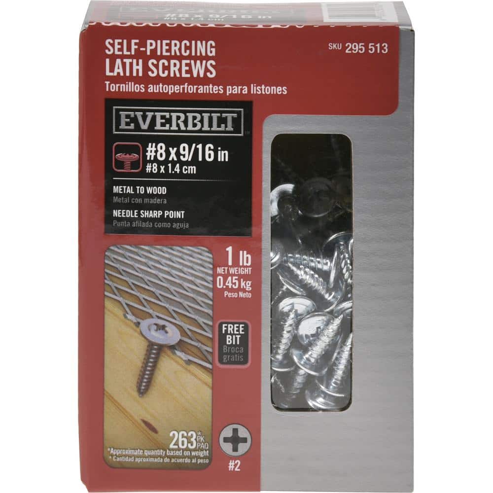 Everbilt #8-32 x 9/16 in. Phillips Drive Truss Head Lath Sharp Point Screw 1 lb.-Box (263-Piece ...