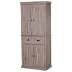 HOMCOM Grey Freestanding Kitchen Pantry with Drawer and Adjustable ...
