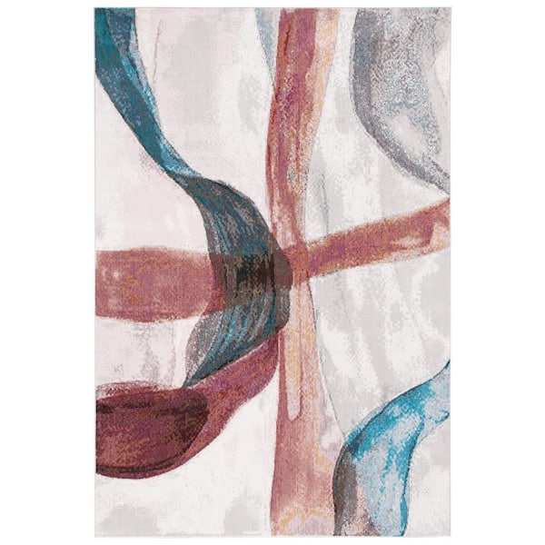 SAFAVIEH Aria 5 ft. x 8 ft. Ivory/Plum Abstract Area Rug ARA109A-5 ...