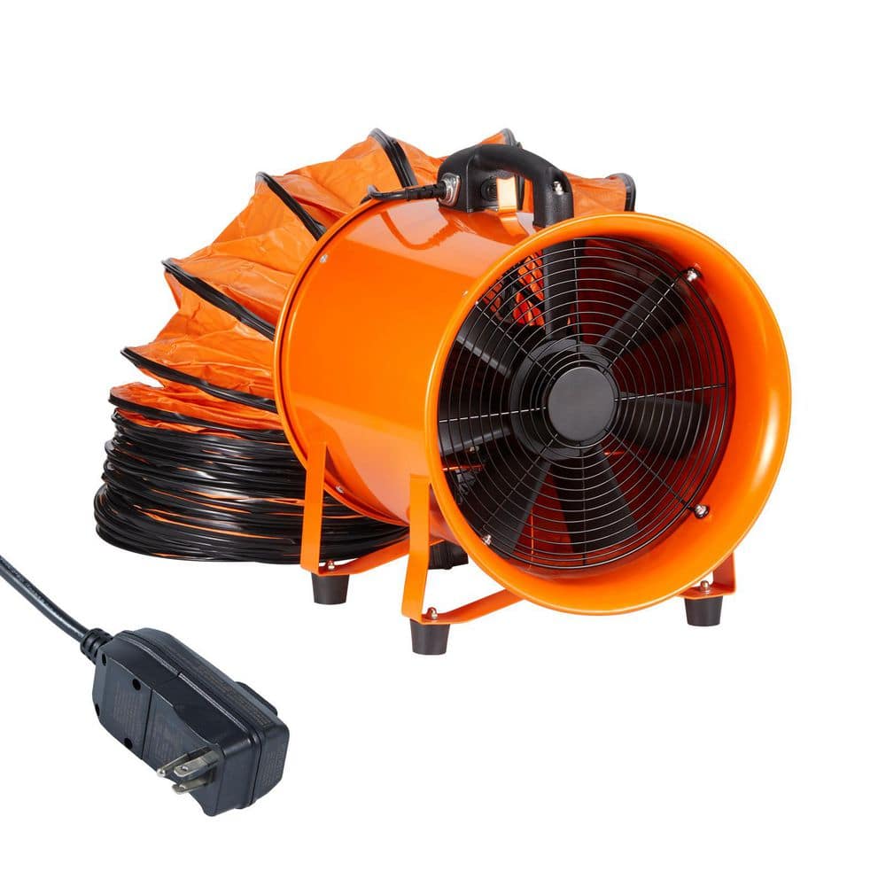 SKYSHALO Portable Ventilator 12 in. 2 Speeds Blower Fan in. Orange 560-Watt Industrial Blower ...