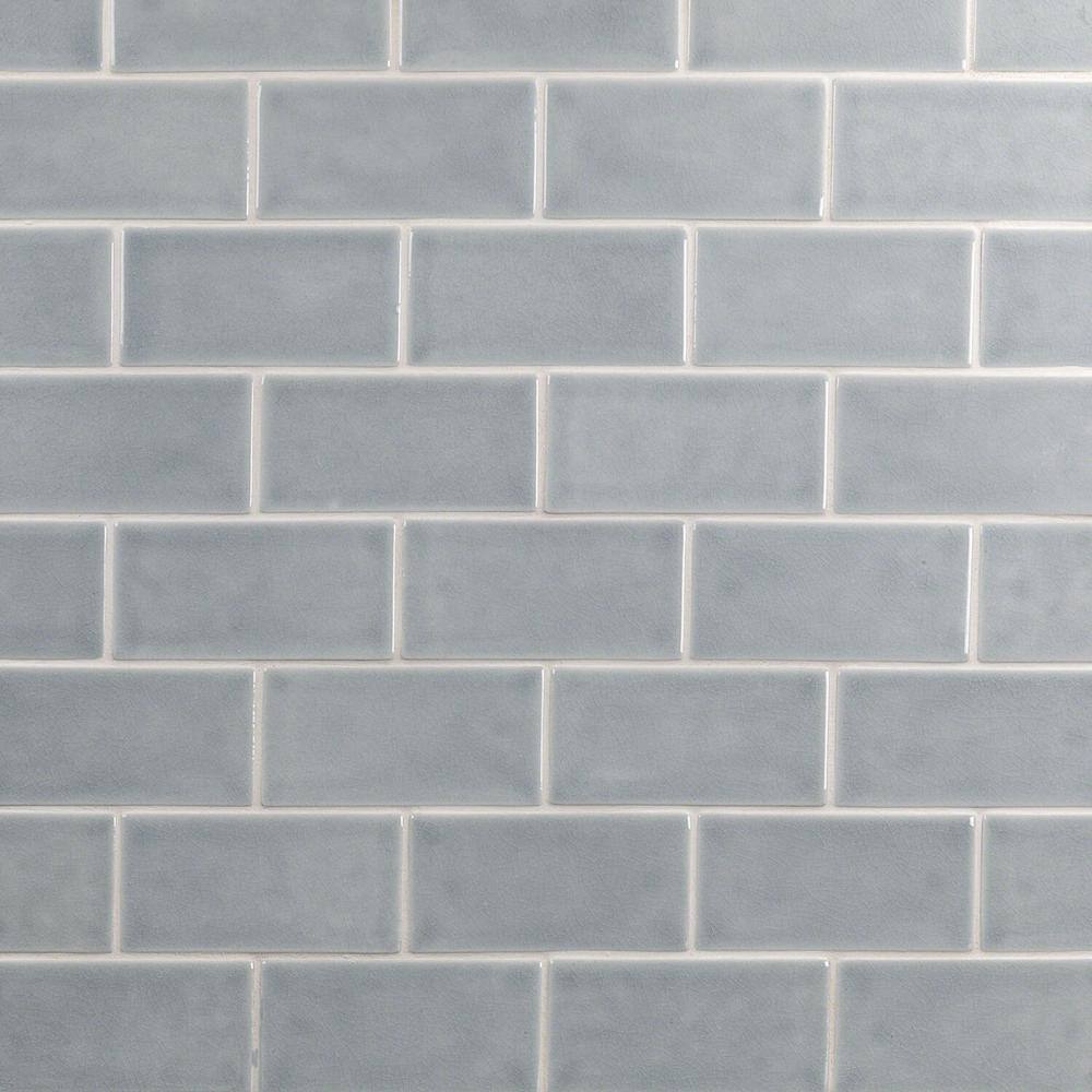 Ivy Hill Tile Delphi Arctic Blue 3 in. x 6 in. Crackled Subway Glass ...