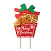Glitzhome 24 in. H Christmas Metal Gingerbread Giftbox Yard Stake or ...