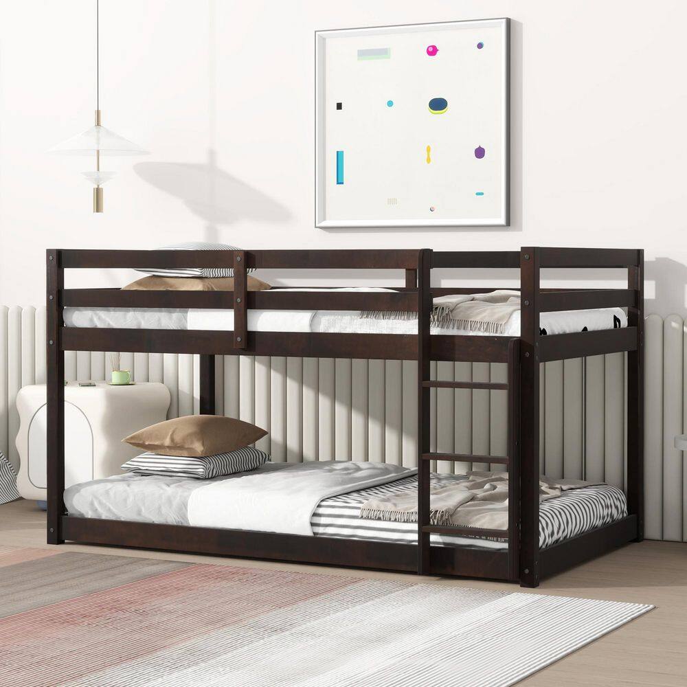 Noble House Alina Brown Twin Over Twin Bunk Bed with Ladder and ...