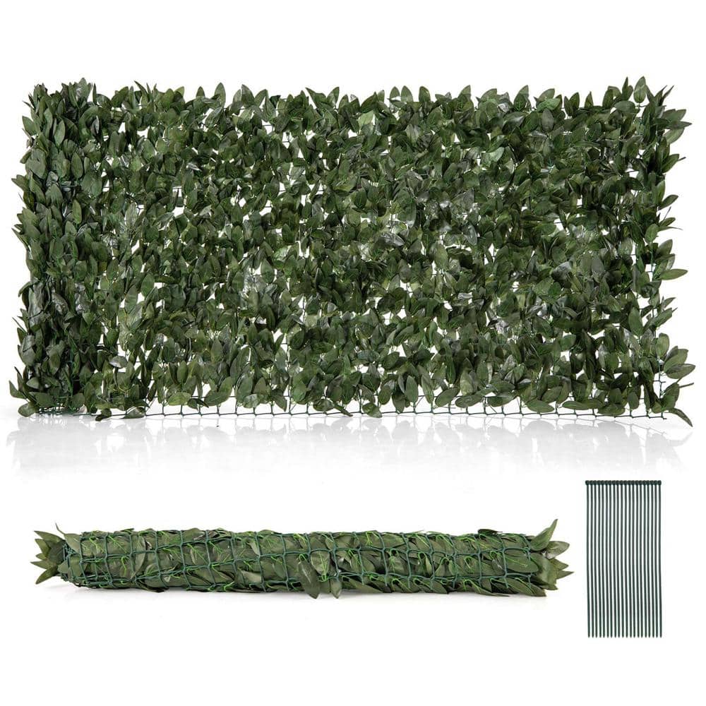 Costway 40 in. Fabric Artificial Lily Leaf Privacy Garden Fence ...