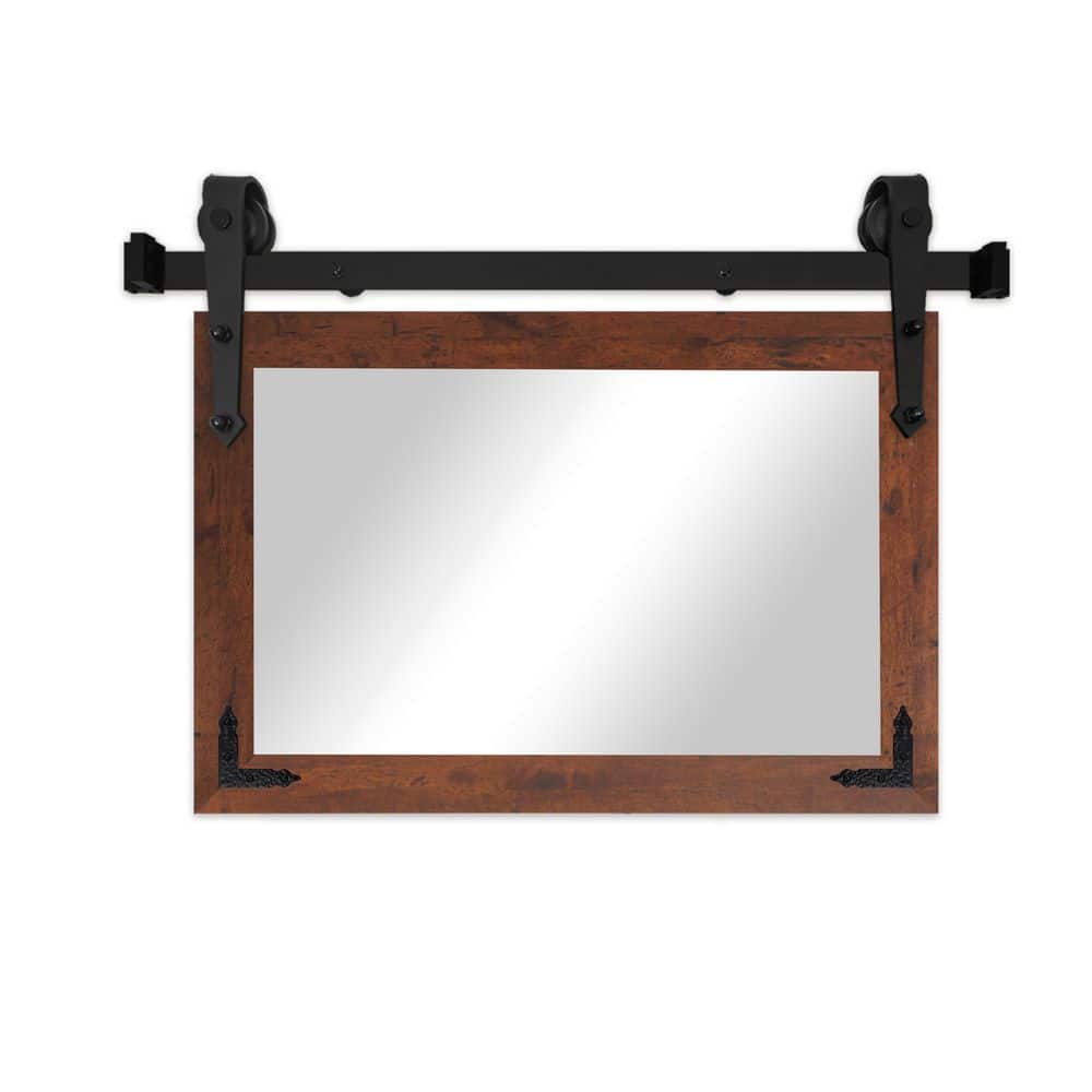 Rayne Mirrors (33 in. W x 28 in. H) Dark Brown Vertical Mirror with ...