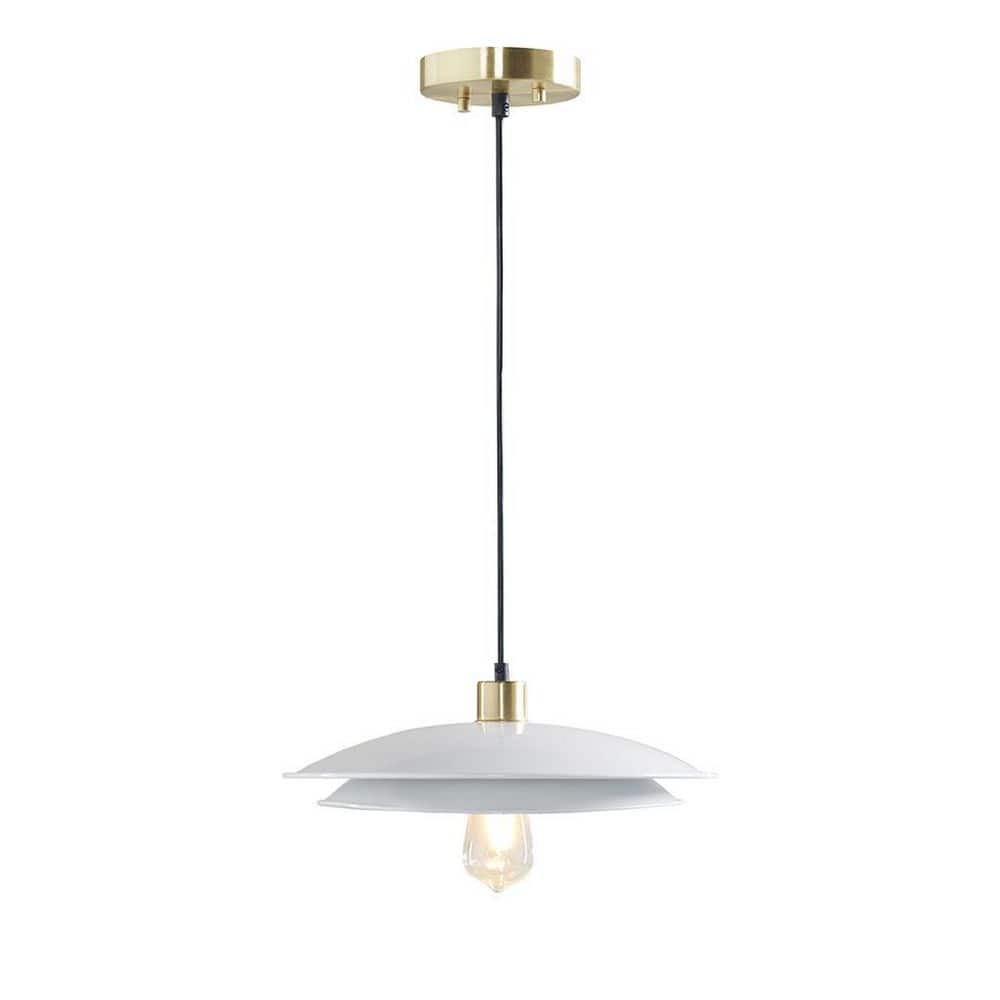 MODERN HABITAT LanternSoho 1-Light White Finish Layered Chandelier for ...