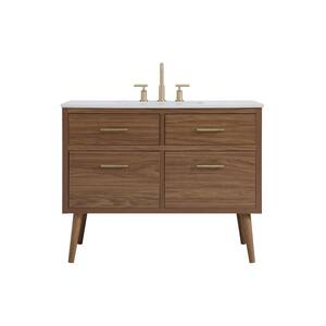 Timeless Home 36 in. W Single Bath Vanity in Walnut Brown with Ivory ...