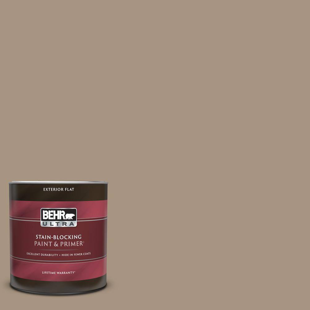 BEHR ULTRA 1 qt. #PPU7-05 Pure Earth Flat Exterior Paint & Primer ...