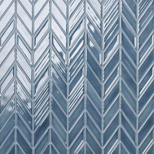 Ivy Hill Tile Medley Chevron Marine Blue 11.22 in. x 11.81 in. Glossy ...