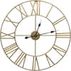 Gold 24 in. Roman Numerals Style Battery Powered Decorative Clock ...