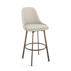 Amisco Camilla 31 in. High Back Bar Stool Cream Boucle Polyester ...