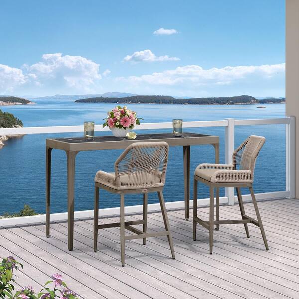 PURPLE LEAF Modern Aluminum Rectangle Counter Height Top Table and ...