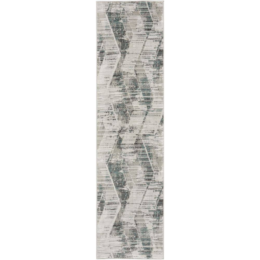 Nourison Thalia Grey/Beige 2 ft. x 8 ft. Geometric Contemporary Kitchen ...