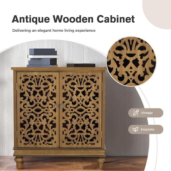 Wood Hollow carved Cabinet with 2 Door